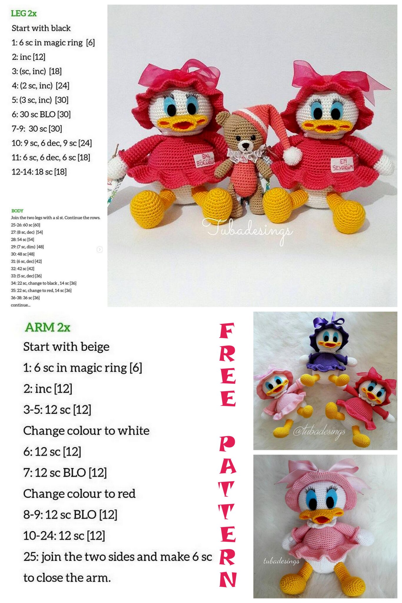 Daisy Duck Amigurumi Free Crochet Pattern – Amigurumi