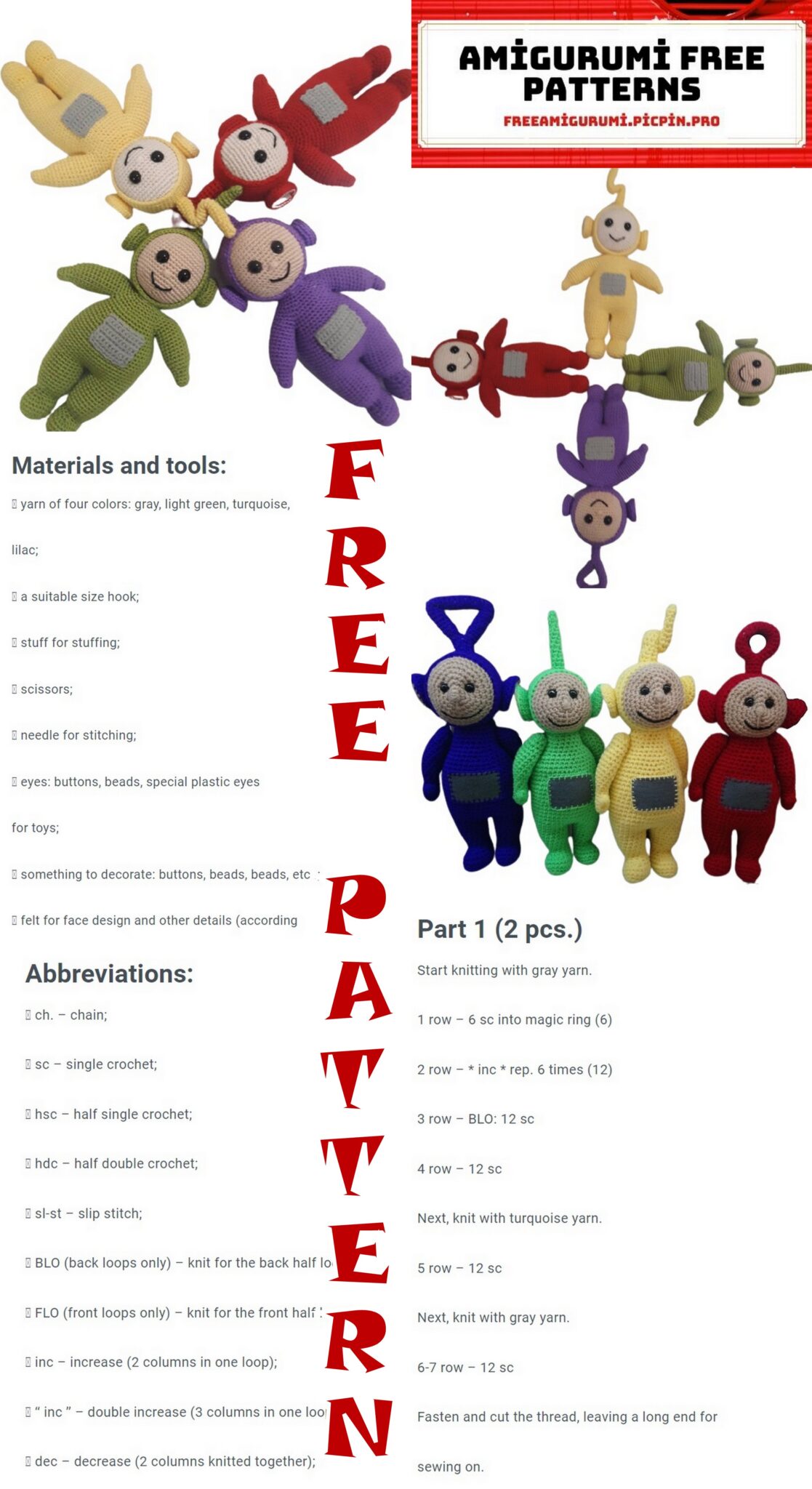 Teletubbies Amigurumi Free Crochet Pattern – Amigurumi