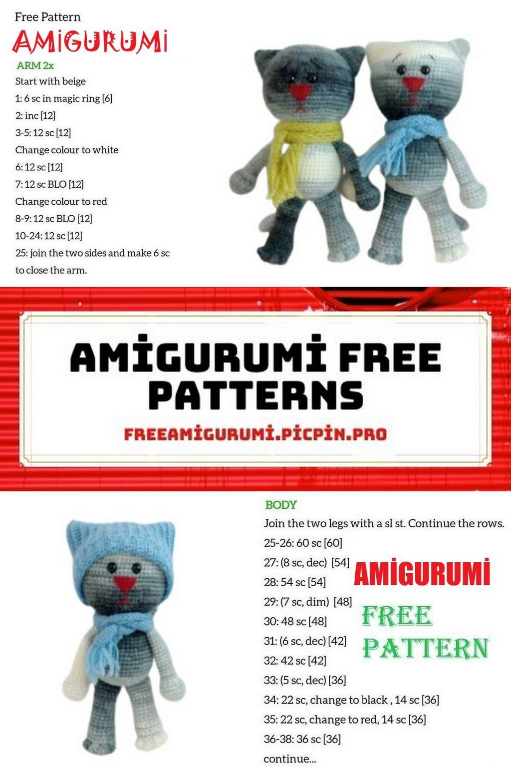 Free Amigurumi Cute Kittens Pattern – Create Adorable Crochet Kitties ...
